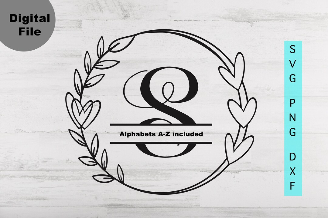 Monogram Wreath Svg Bundle, Wedding Monogram Svg/png/dxf File, Floral ...