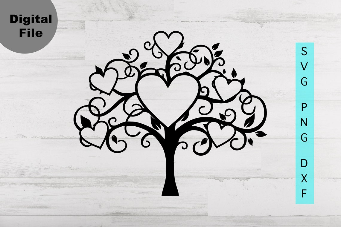 Family Tree 6 Members Svg Family Heart Tree Svg/png.dxf File - Etsy