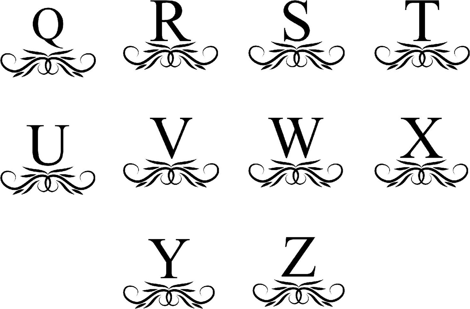 Swirls Monogram Svg, Fancy Alphabet Letters Svg/png/dxf Cut Files ...