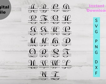 Split Letter Monogram Frame Cricut Svg Fancy Alphabet Split | Etsy