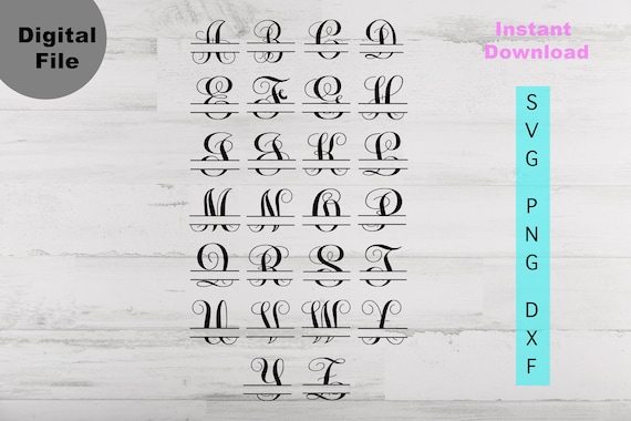 Split Letter Monogram Svg Fancy Monogram Frame Cutting File | Etsy