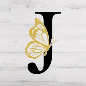 Butterfly Monogram J Frame Svg, Keychain Svg, Single Alphabet With ...