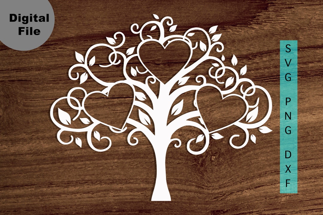 Family Tree 3 Members Svg, Family Heart Tree Svg/png.dxf File, Family ...