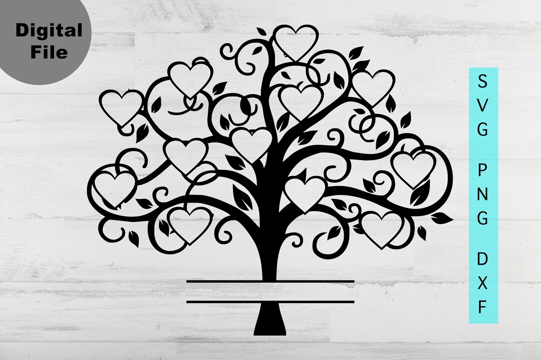 Family Tree 12 Members Svg, Family Heart Tree Svg/png.dxf File, Family ...