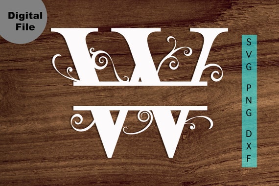 Floral Split Monogram Frame W Svg Split Letter W Svg/png/dxf - Etsy