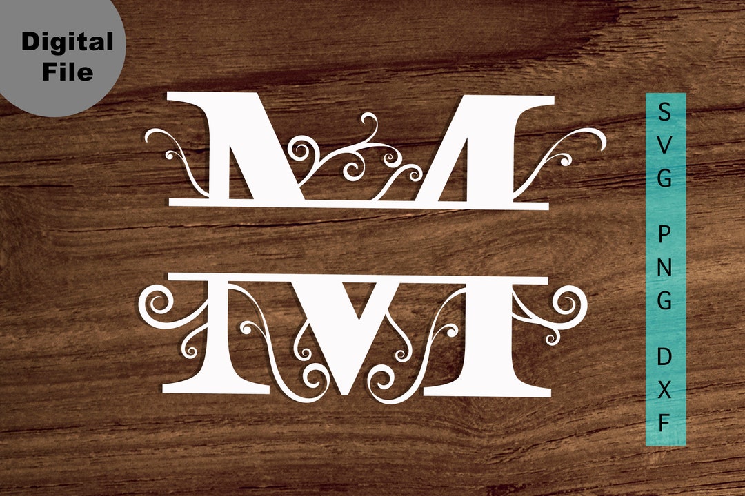 Floral Split Monogram Frame M Svg, Split Letter M Svg/png/dxf File ...