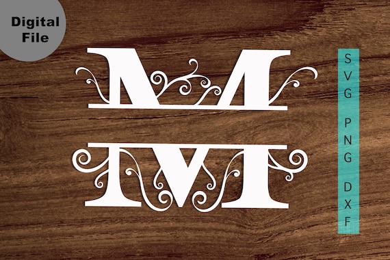 Floral Split Monogram Frame M Svg Split Letter M Svg/png/dxf | Etsy