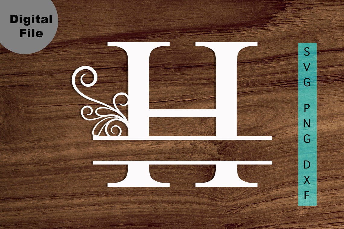 Split Monogram H SVG/PNG/DXF Alphabet H Monogram Frame - Etsy