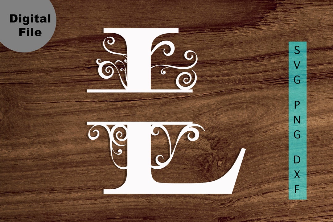 Floral Split Monogram Frame L Svg, Split Letter L Svg/png/dxf File ...