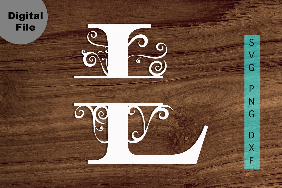 Floral Split Monogram Frame L Svg Split Letter L Svg/png/dxf - Etsy