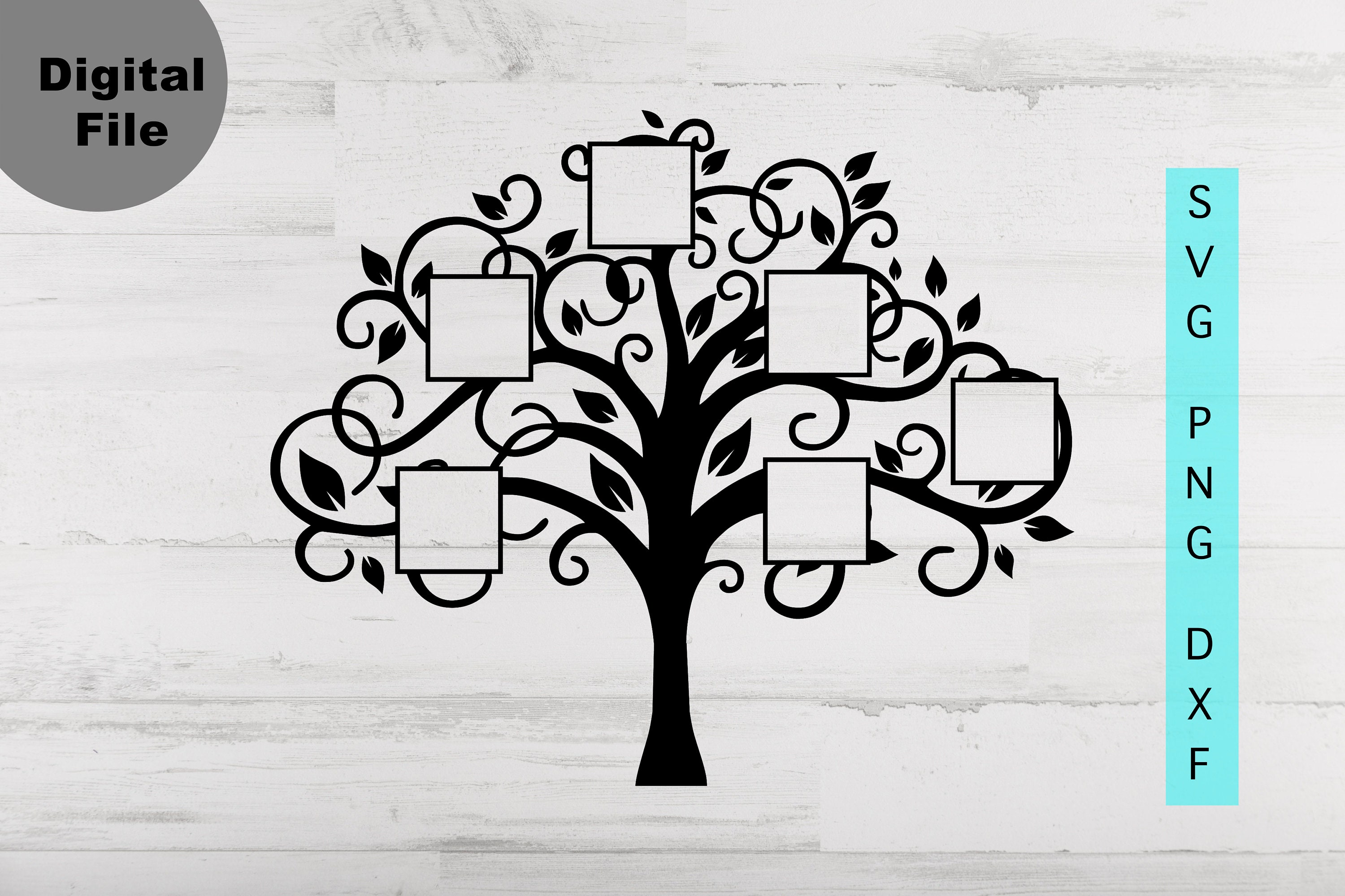 Family Tree 6 members Svg Family Tree square Svg/png/dxf | Etsy