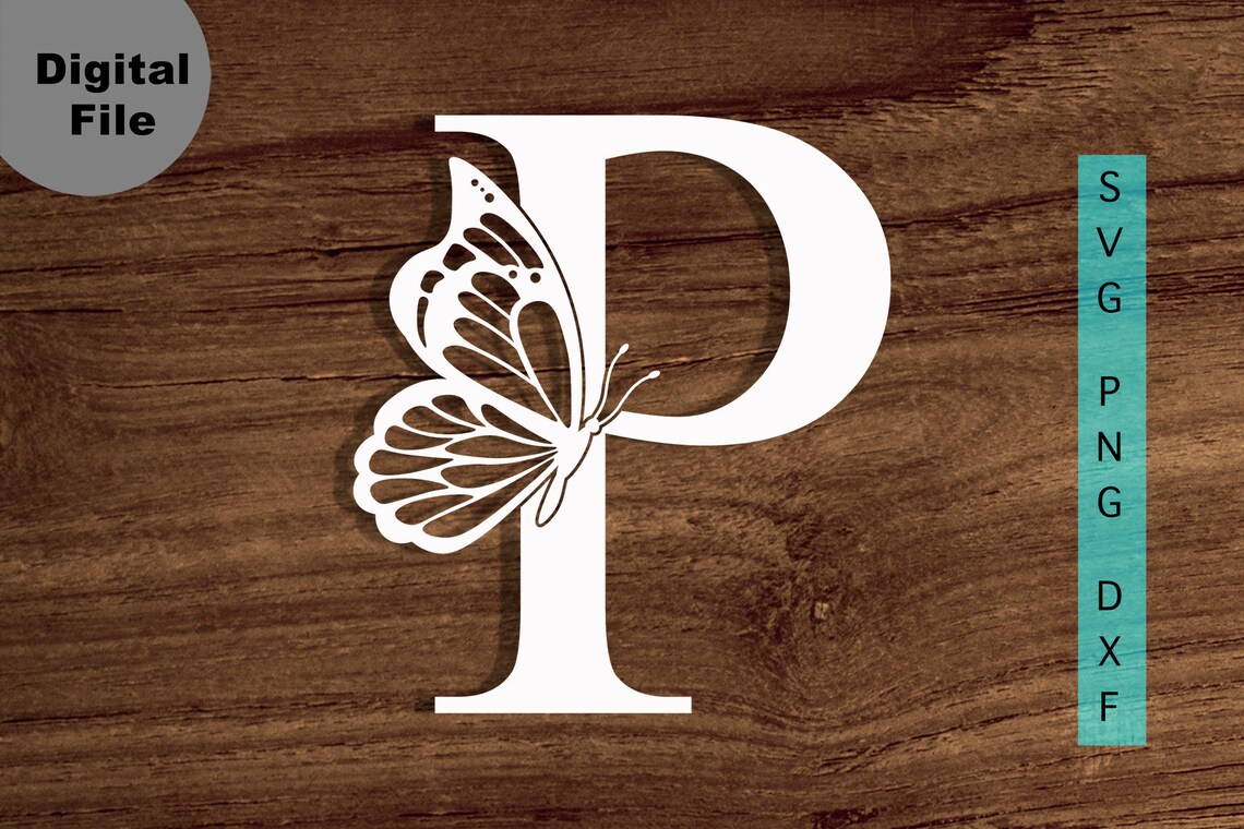 Butterfly Monogram P Frame Svg Keychain Svg Single Alphabet - Etsy