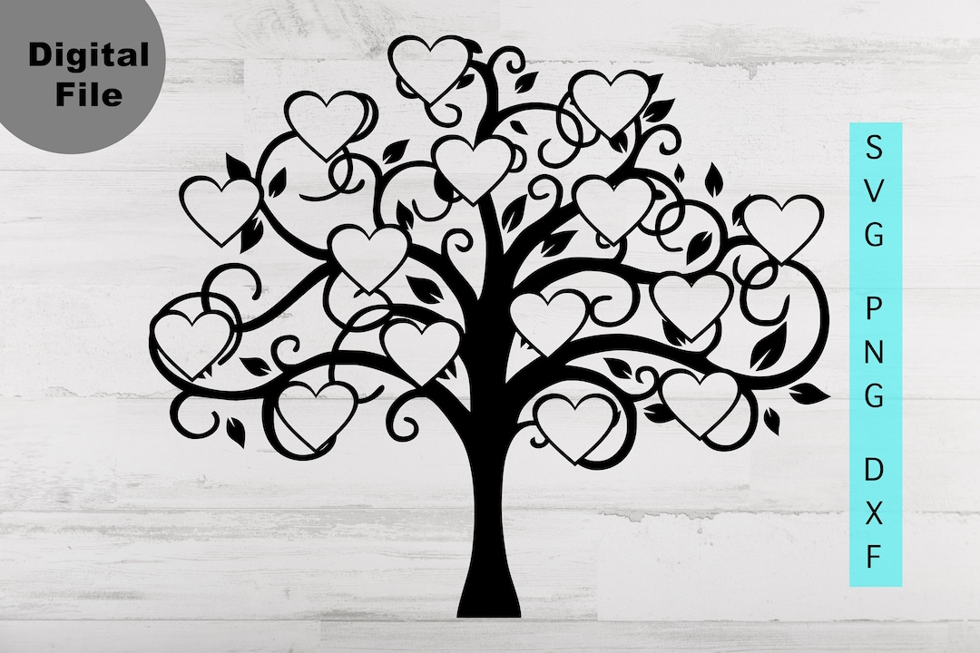 Family Tree 15 Members Svg, Family Heart Tree Svg/png.dxf File, Family ...
