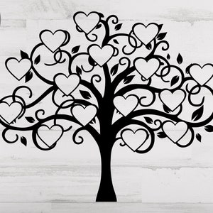 Family Tree 15 Members Svg, Family Heart Tree Svg/png.dxf File, Family ...