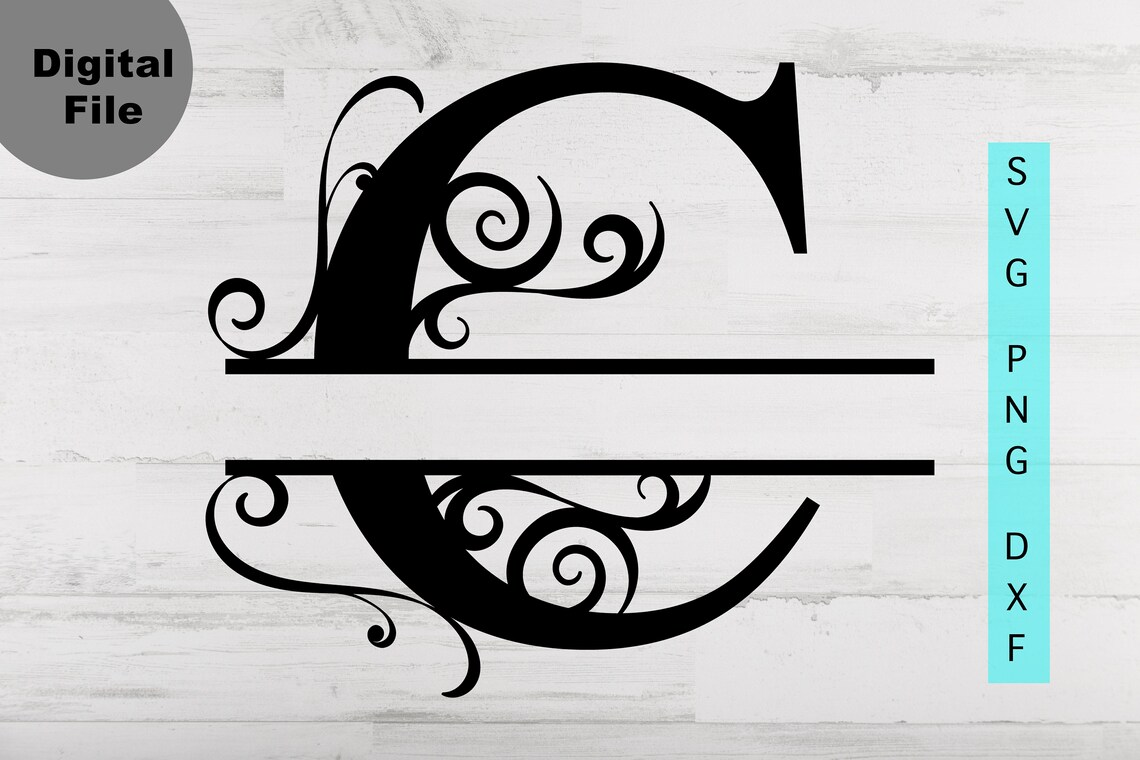 Split Monogram C Frame Svg Single Letter C Svg/png/dxf File - Etsy