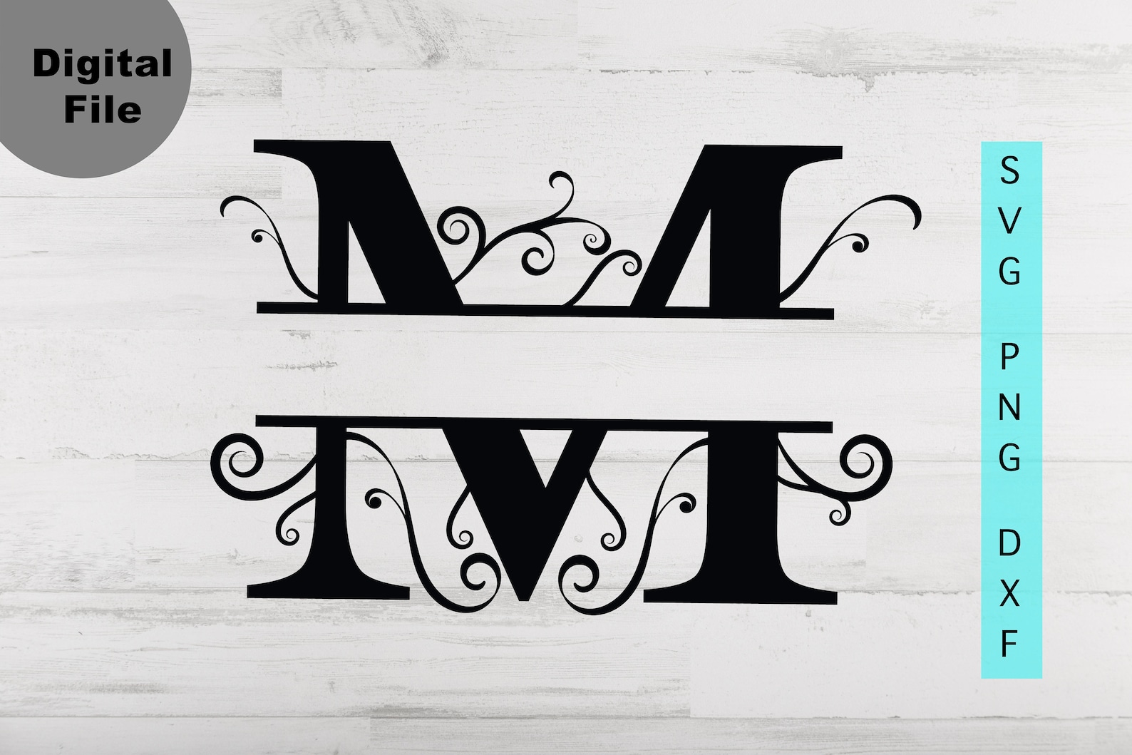 Floral Split Monogram Frame M Svg Split Letter M Svg/png/dxf - Etsy
