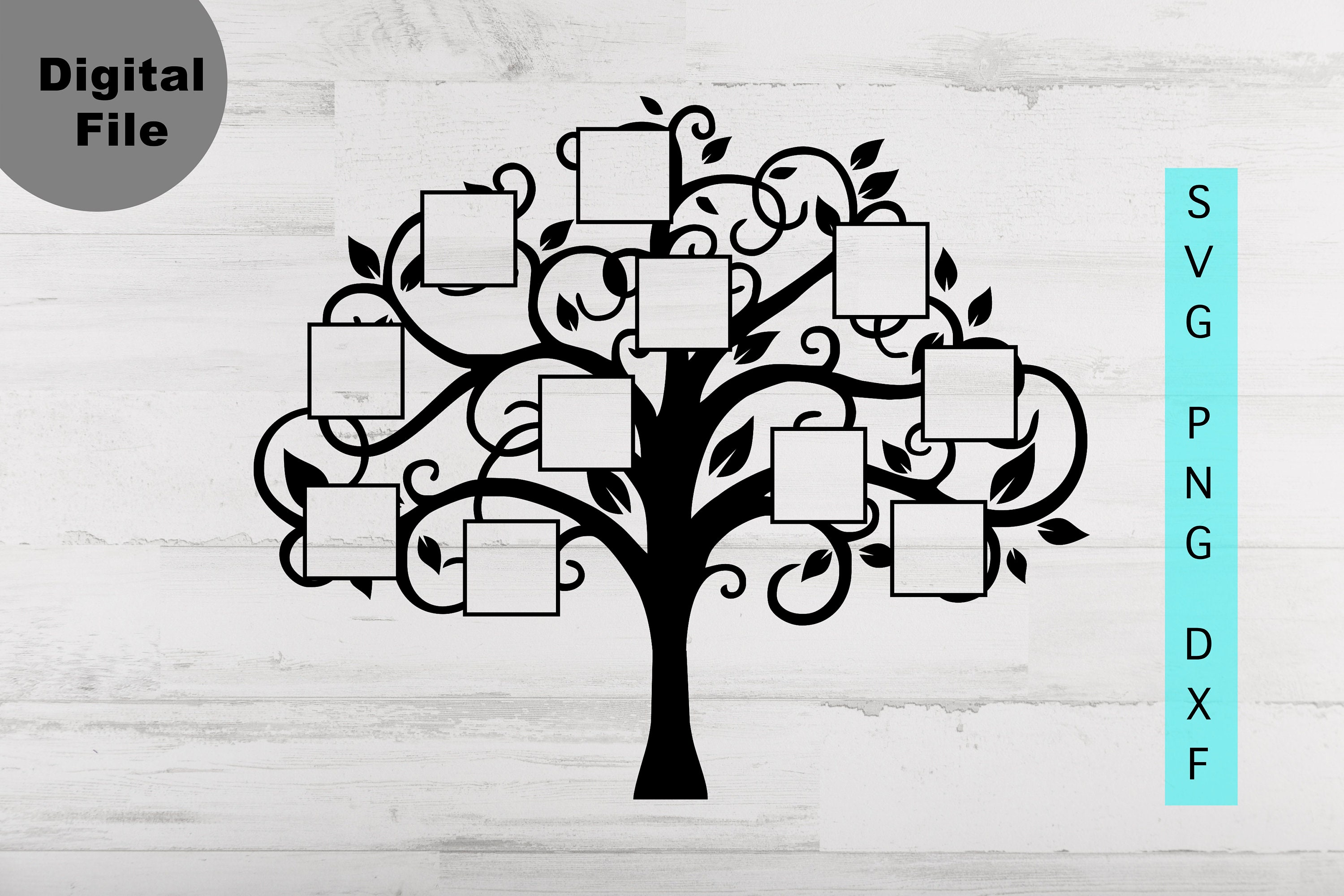Family Tree 11 members Svg Family Tree square Svg/png/dxf | Etsy