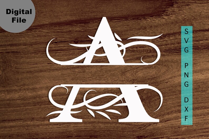 Split Letter A SVG/PNG/DXF Swirls Alphabet A Monogram Frame - Etsy
