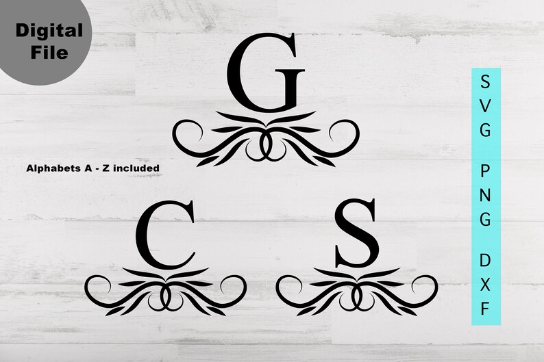 Swirls Monogram Svg, Fancy Alphabet Letters Svg/png/dxf Cut Files ...