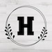H Letter Monogram Circle Frame Svg, Wreath Frame Svg, Single Alphabet H ...