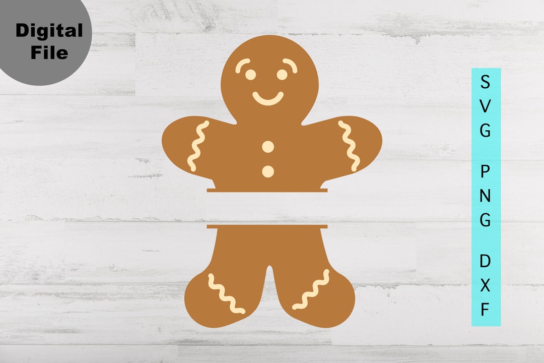 Gingerbread Man Monogram Frame Svg, Split Name Frame Svg Cutfile for ...