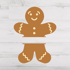 Gingerbread Man Monogram Frame Svg, Split Name Frame Svg Cutfile for ...