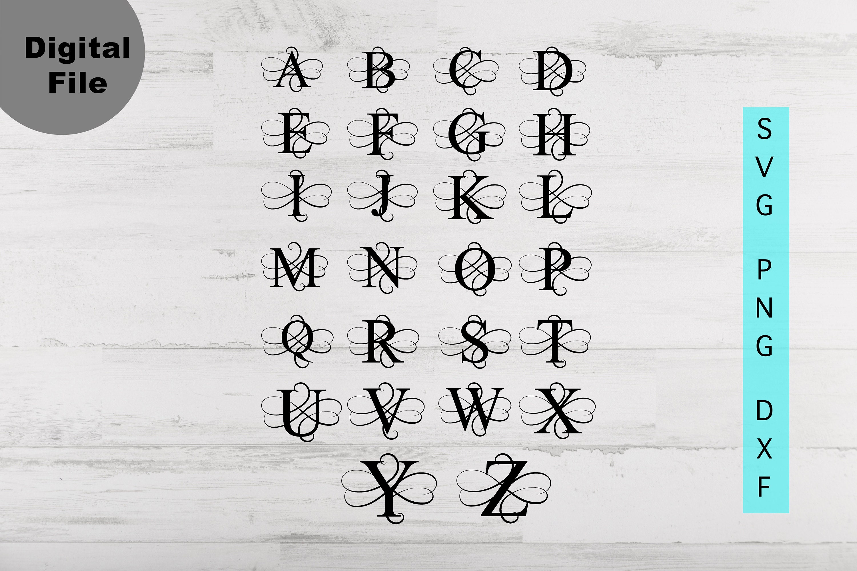 Monogram Svg, Fancy Alphabet Letters Svg/png/dxf Cut Files, Alphabets ...