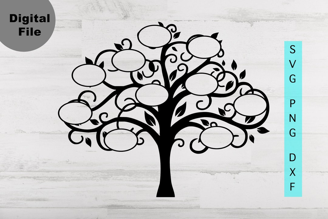 Family Tree 10 Members Svg, Family Tree Oval Frame Svg/png.dxf File ...