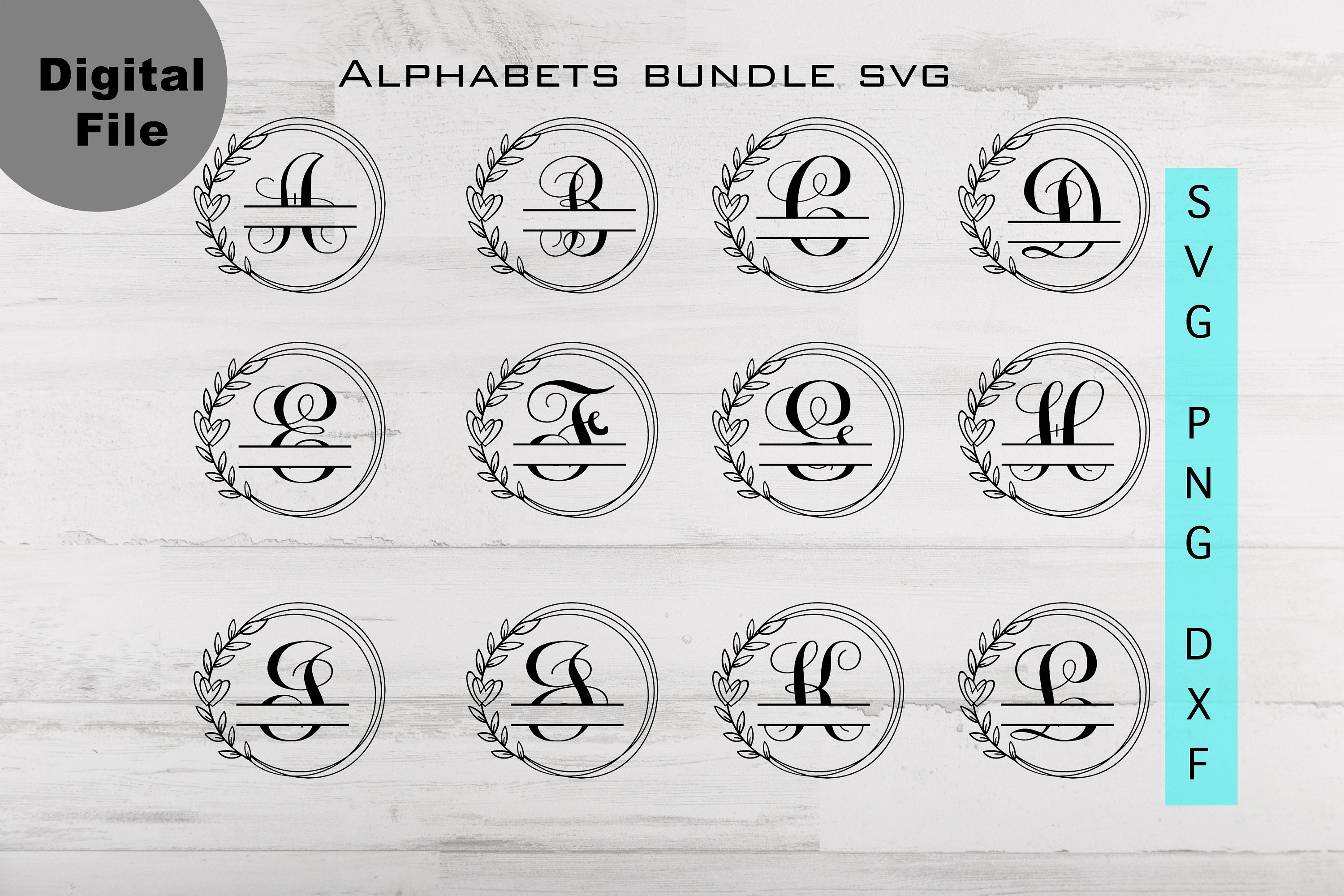 Floral Split Monogram Frame Svg Bundle Split Letters A-Z - Etsy Australia