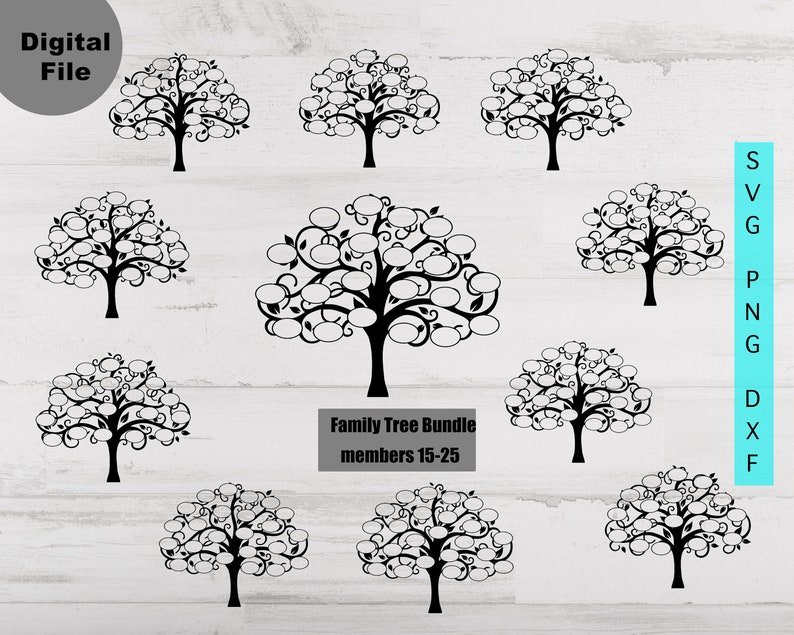Family Tree 15-25 Members Svg Bundle Oval Frame Family Tree | Etsy