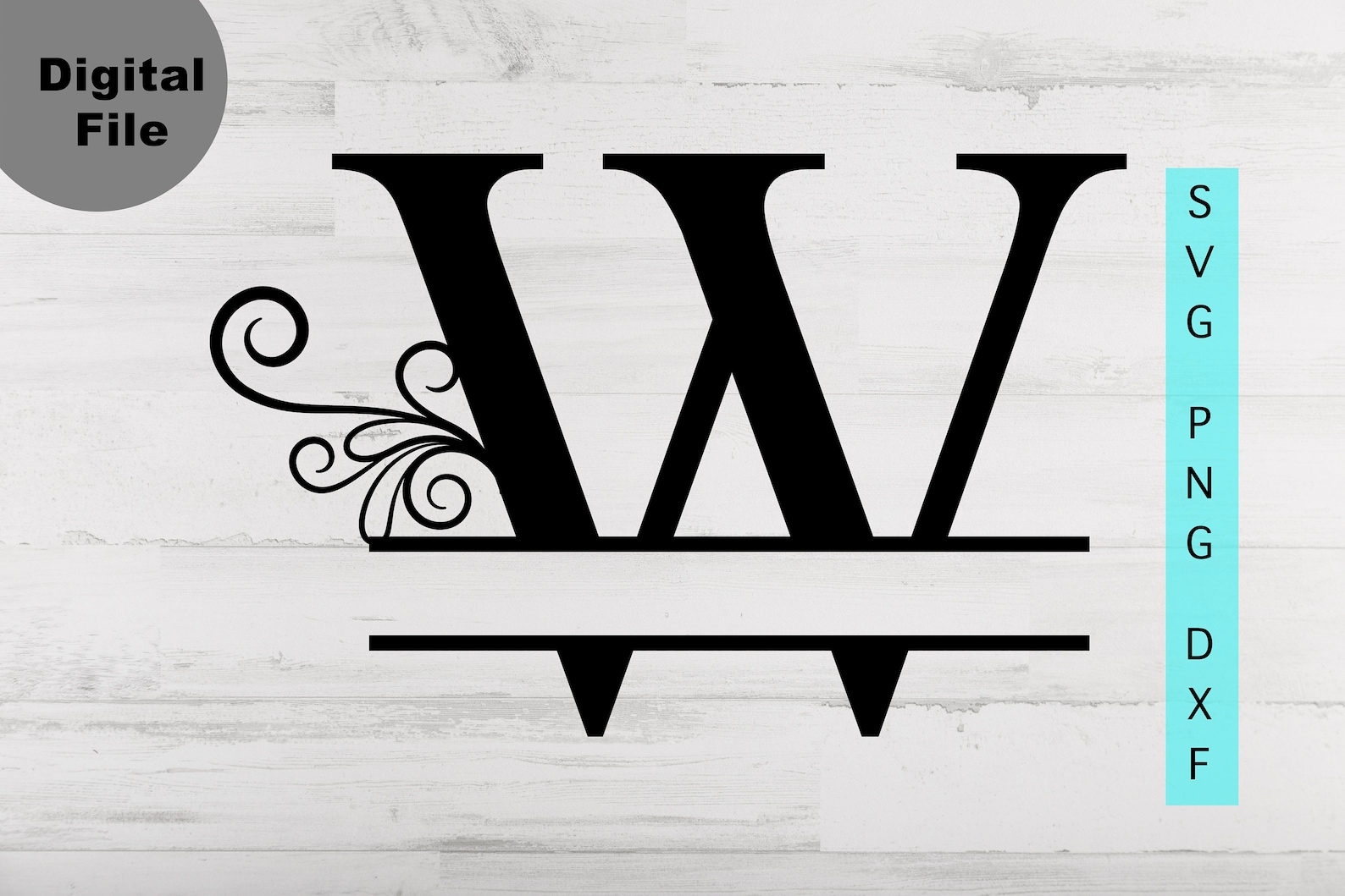 Split Letter W SVG/PNG/DXF Alphabet W Monogram frame Instant | Etsy