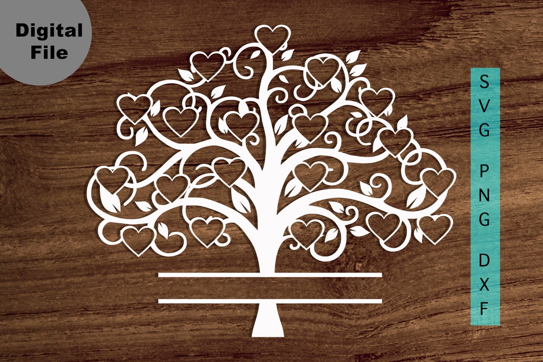 Family Tree 19 Members Svg, Family Heart Tree Svg/png/dxf File, Family ...