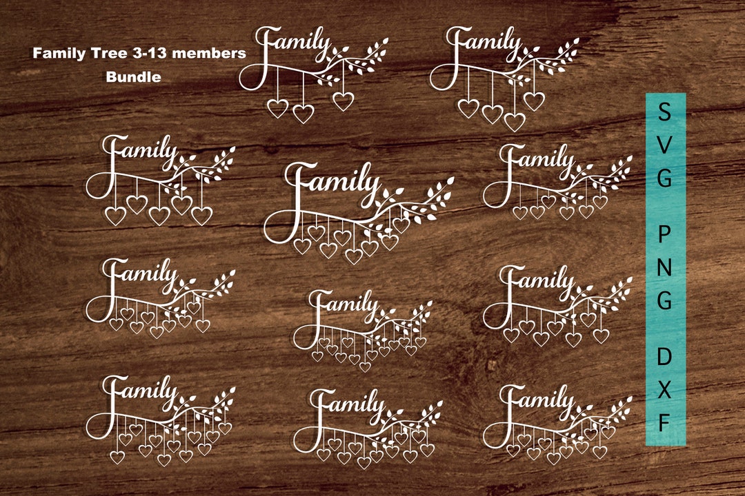Family Tree Branch 3-13 Members Svg Bundle, Family Heart Tree Svg/png ...