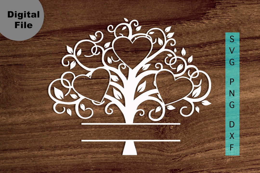 Family Tree 3 Members Svg, Family Heart Tree Svg/png.dxf File, Family ...