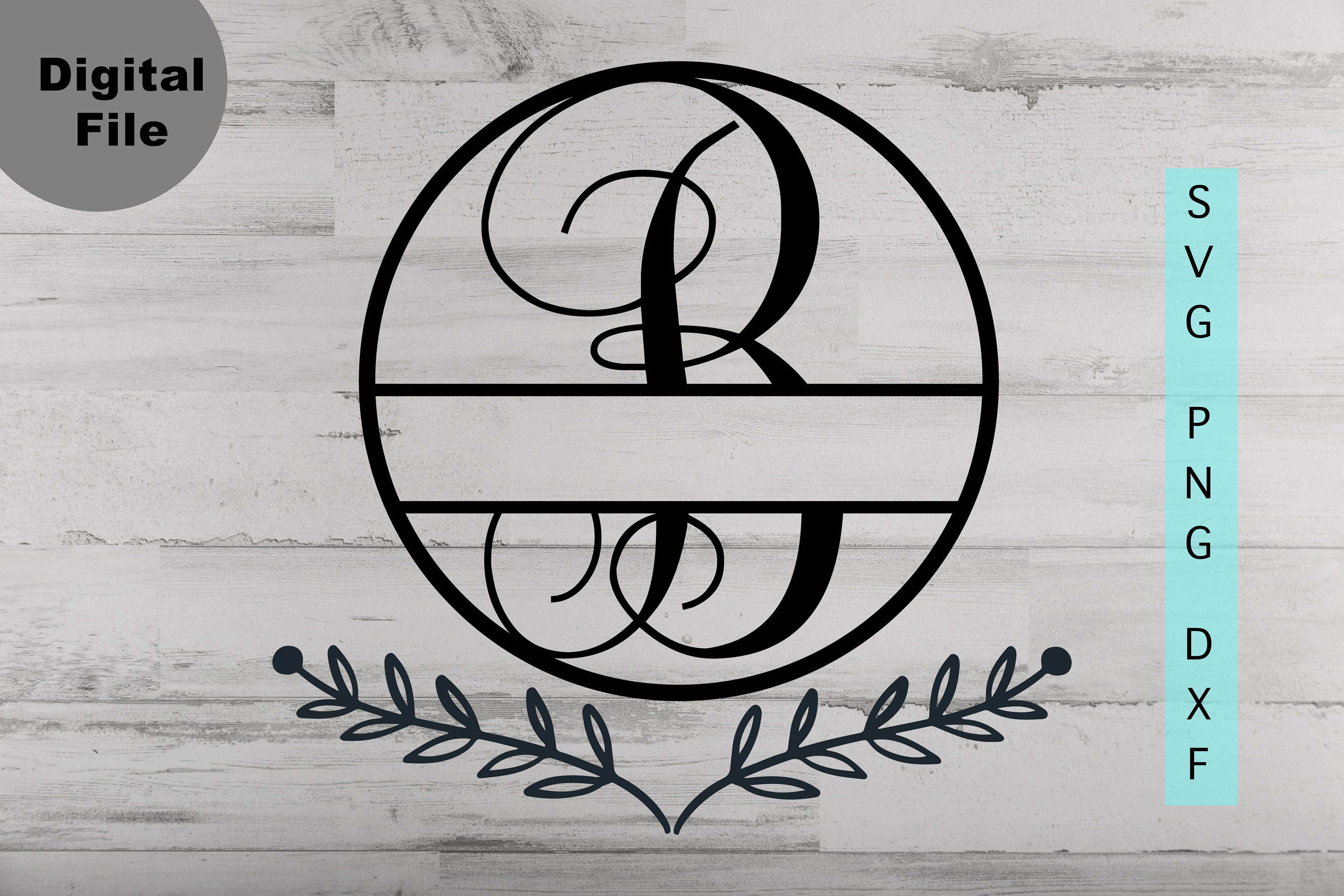 Wreath Split Letter B Svg Fancy Monogram B Frame cutting file | Etsy