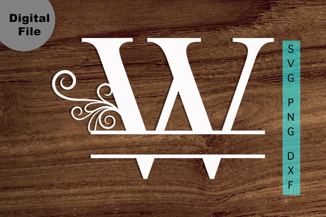 Split Letter W SVG/PNG/DXF, Alphabet W Monogram Frame, Instant Download ...