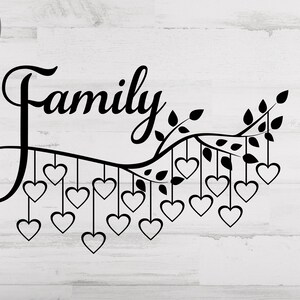 Family Tree 17 Members Svg, Family Tree Branch Heart Frame Svg/png/dxf ...