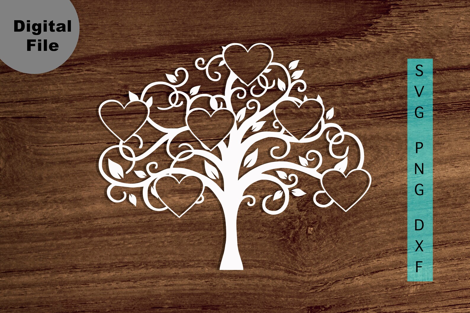 Family Tree 6 Members Svg, Family Heart Tree Svg/png/dxf File, Family ...