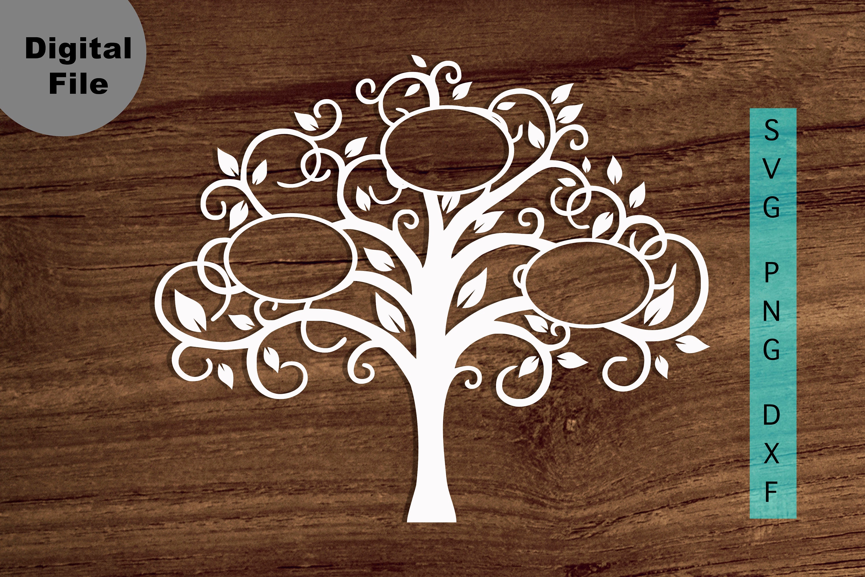 Family Tree 3 Members Svg, Family Tree Oval Frame Svg/png.dxf File ...