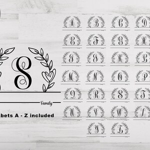 Floral Split Monogram Frame Svg, Last Name Sign Wreath Svg/png/dxf File ...