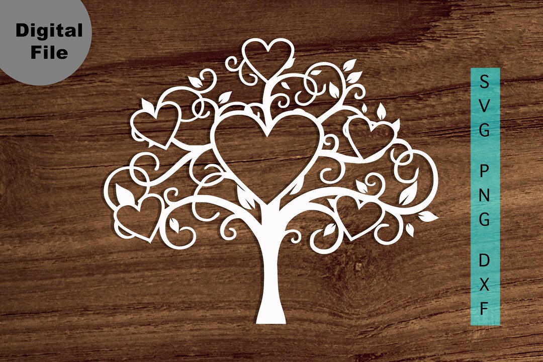 Family Tree 6 Members Svg, Family Heart Tree Svg/png.dxf File, Family ...