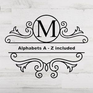 Family Name Split Monogram Frame Svg, Monogram Alphabet Letters Svg/png ...