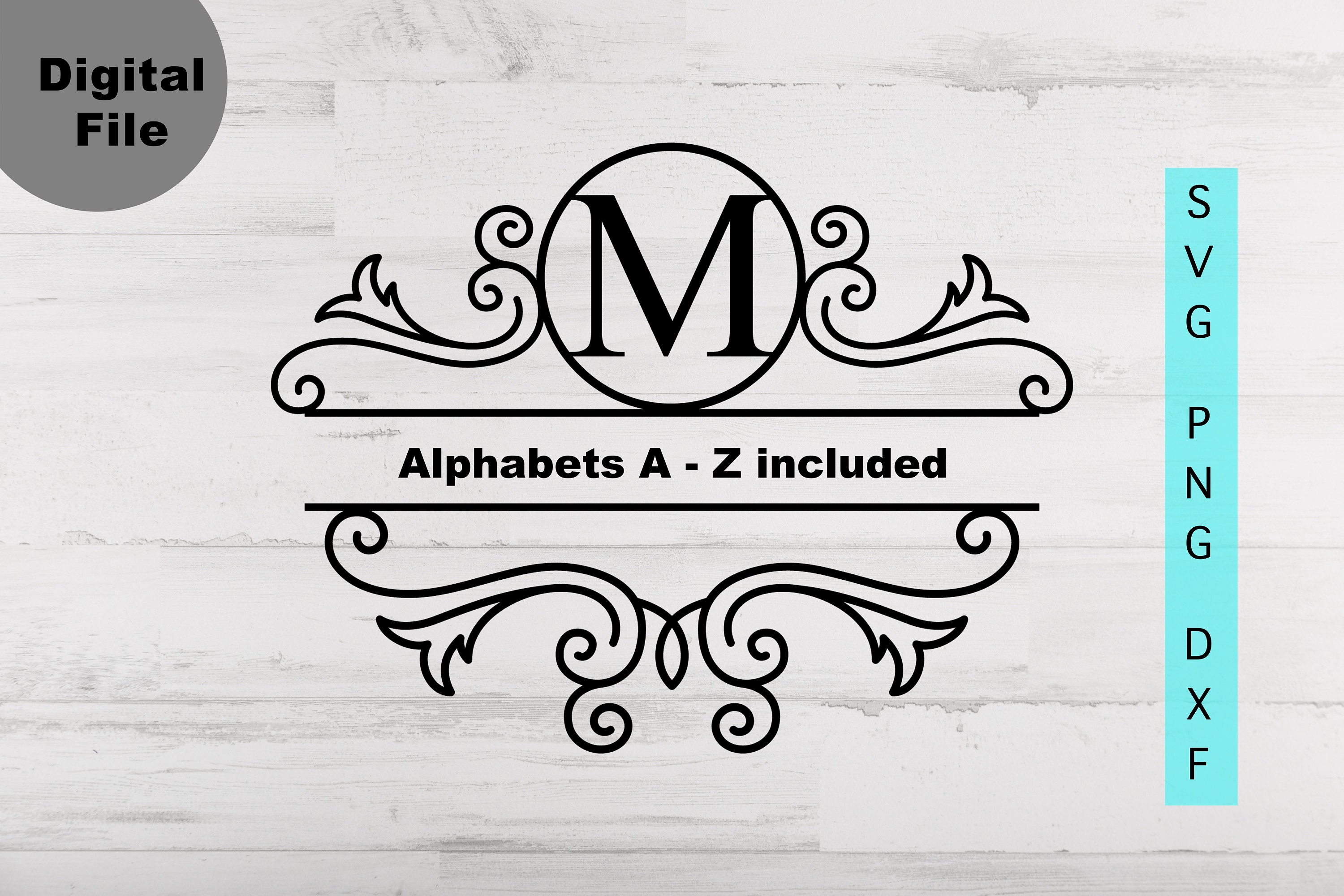 Family Name Split Monogram Frame Svg, Monogram Alphabet Letters Svg/png ...