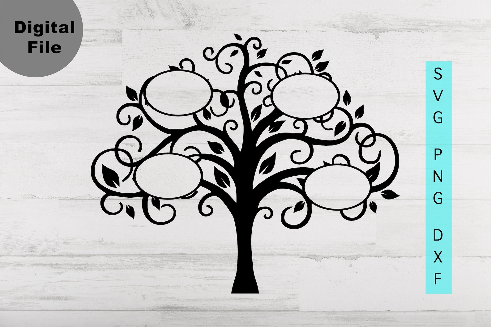 Family Tree 4 Members Svg, Family Tree Oval Frame Svg/png.dxf File ...