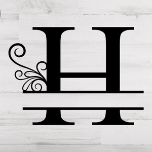 Split Monogram H SVG/PNG/DXF, Alphabet H Monogram Frame, Instant ...