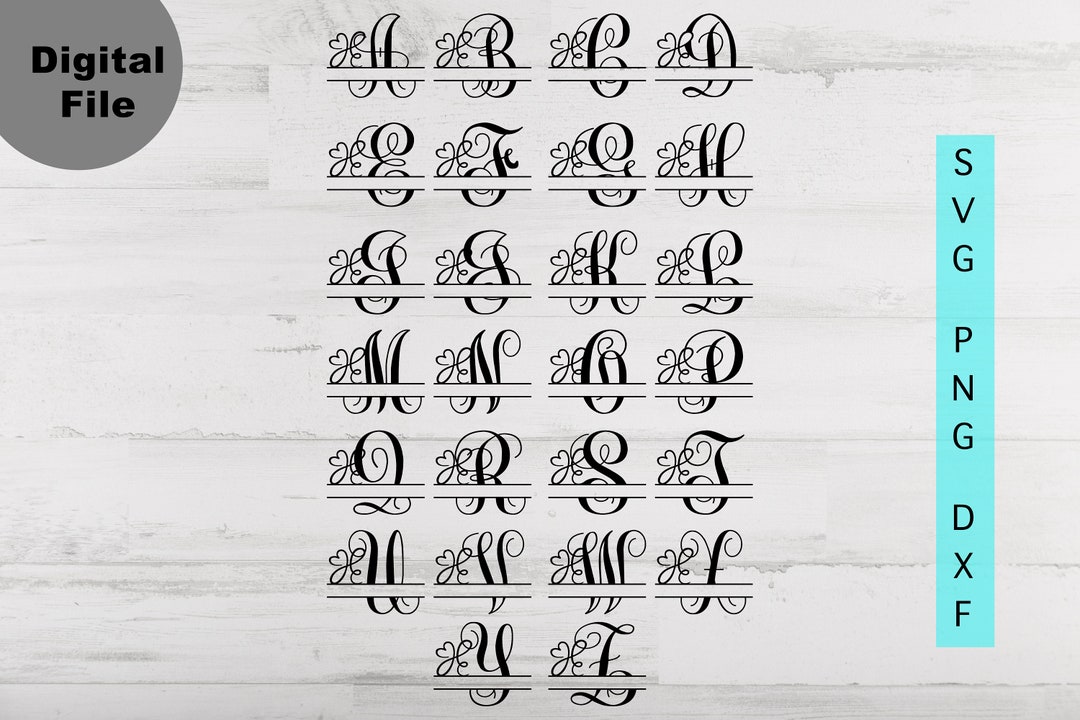 Split Monogram Frame Svg, Split Letter Valentine Svg/png/dxf File ...