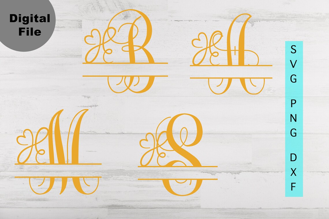 Split Monogram Frame Svg Split Letter Valentine Svg/png/dxf - Etsy