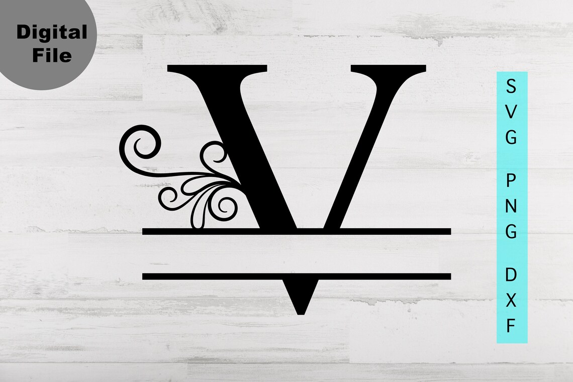 Split Letter V SVG/PNG/DXF Alphabet V Monogram Frame Instant - Etsy