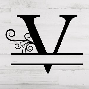 Split Letter V SVG/PNG/DXF, Alphabet V Monogram Frame, Instant Download ...