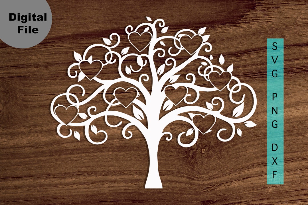 Family Tree 8 Members Svg, Family Heart Tree Svg/png.dxf File, Family ...